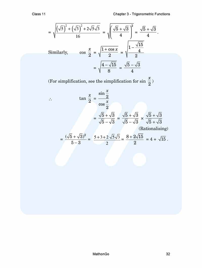 NCERT Solutions for Class 11 Maths Chapter 3 – Trigonometric Functions – MathonGo