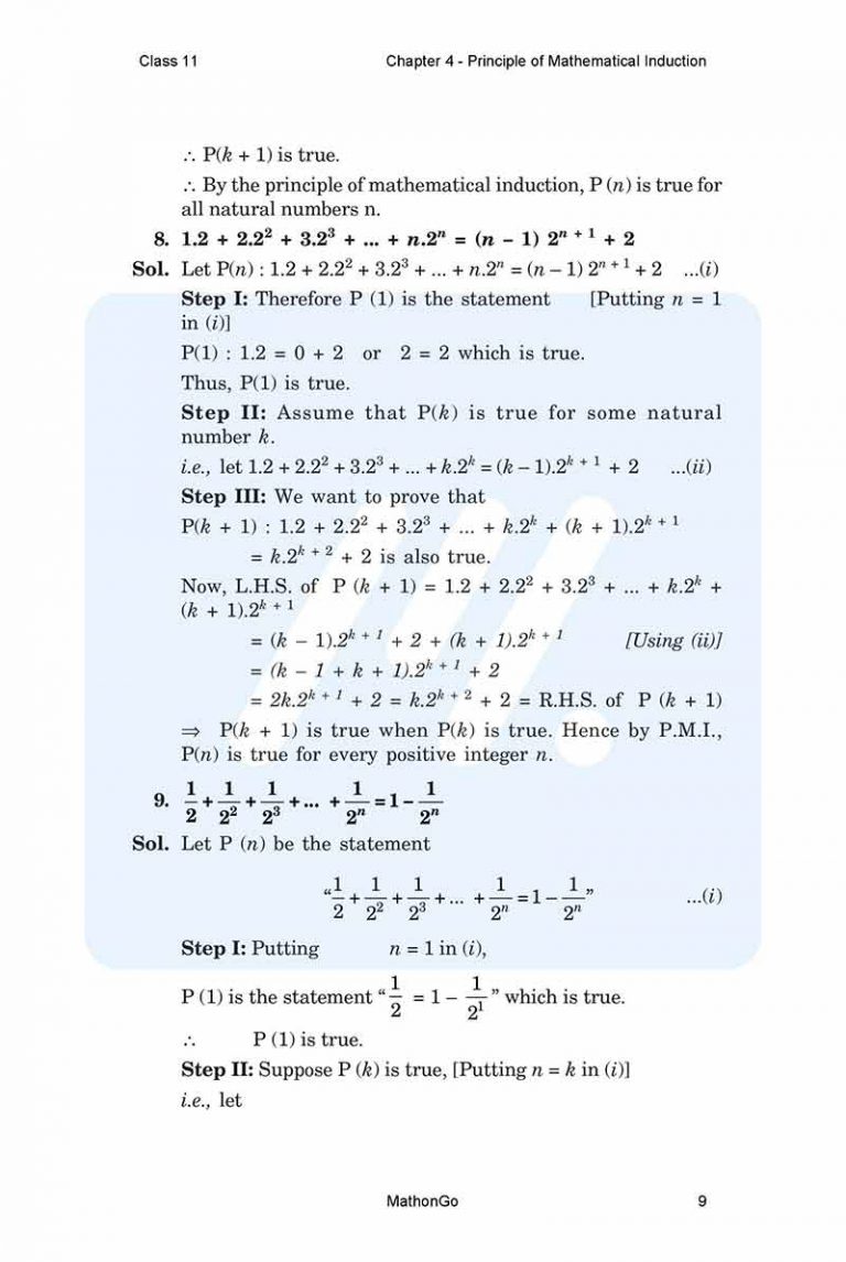 NCERT Solutions for Class 11 Maths Chapter 4 – Principle of Mathematical Induction – MathonGo