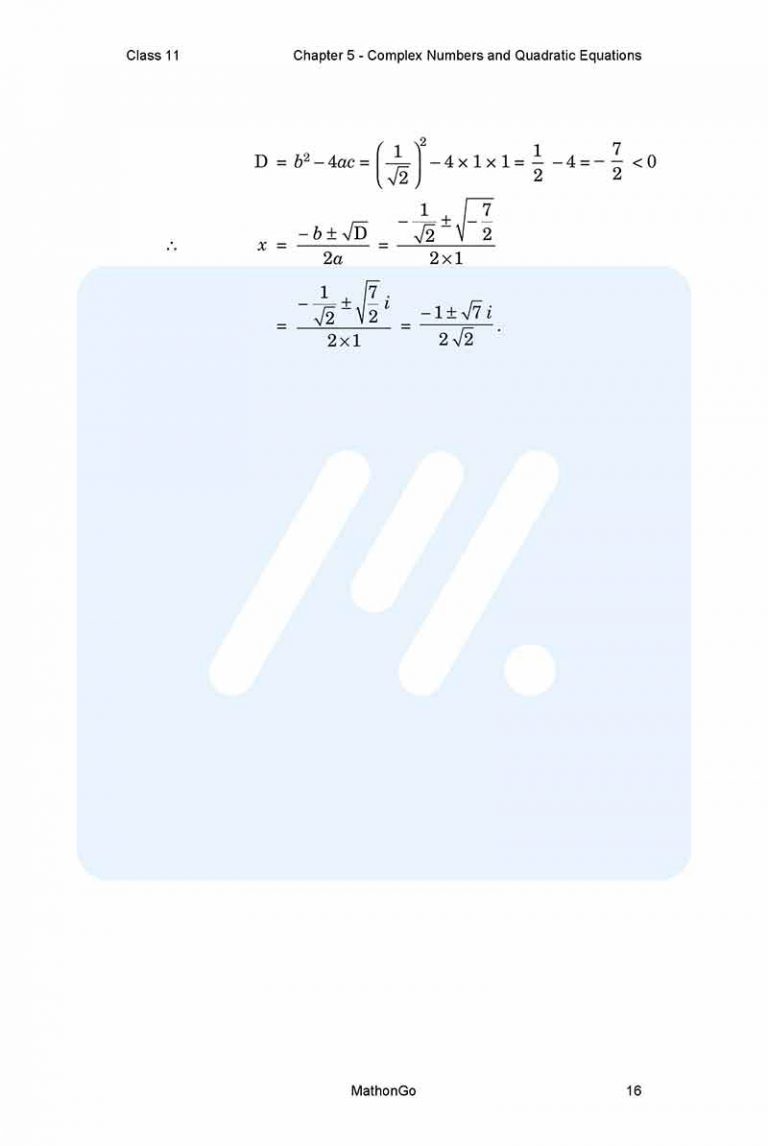 NCERT Solutions for Class 11 Maths Chapter 5 – Complex Numbers and Quadratic Equations – MathonGo