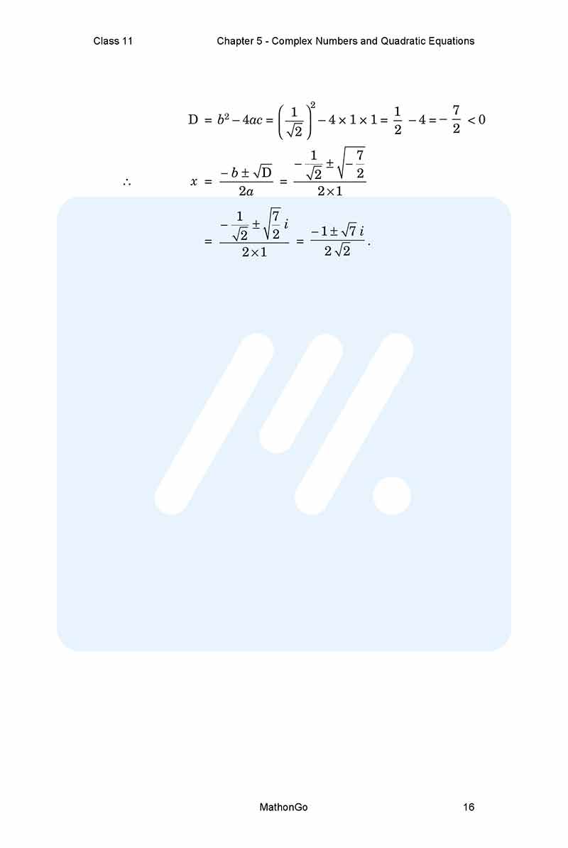 NCERT Solutions for Class 11 Maths Chapter 5 – Complex Numbers and Quadratic Equations – MathonGo