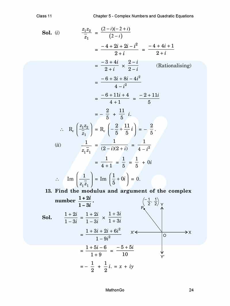 NCERT Solutions for Class 11 Maths Chapter 5 – Complex Numbers and Quadratic Equations – MathonGo