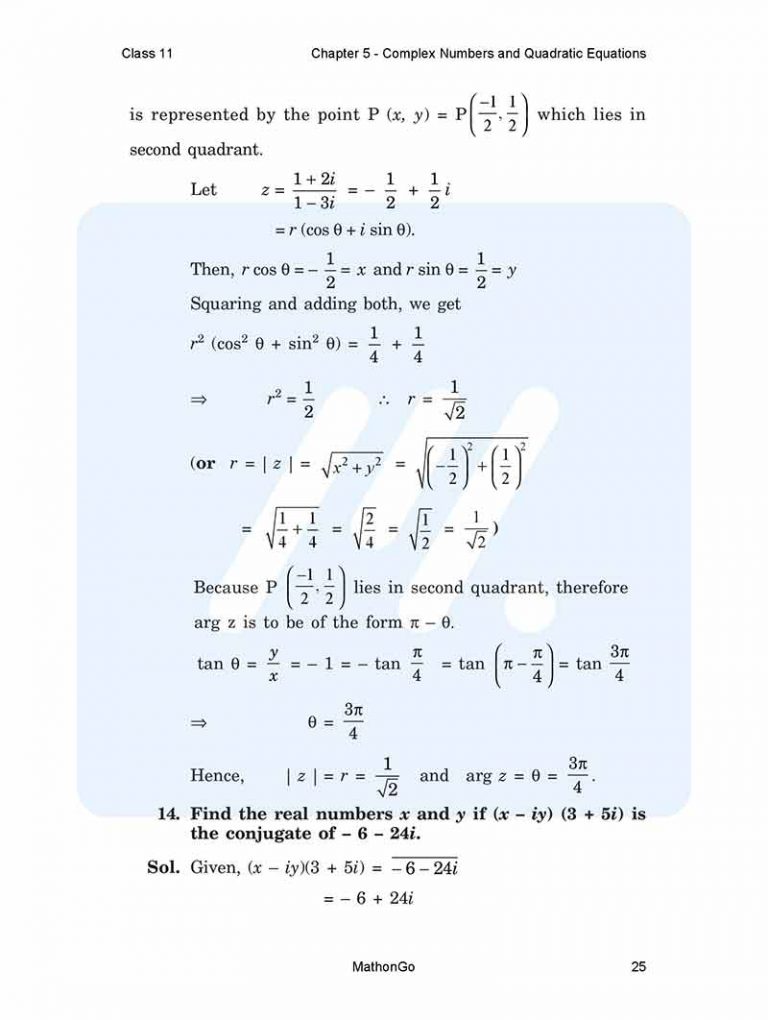 NCERT Solutions for Class 11 Maths Chapter 5 – Complex Numbers and ...