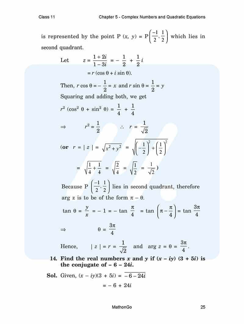 NCERT Solutions for Class 11 Maths Chapter 5 – Complex Numbers and Quadratic Equations – MathonGo
