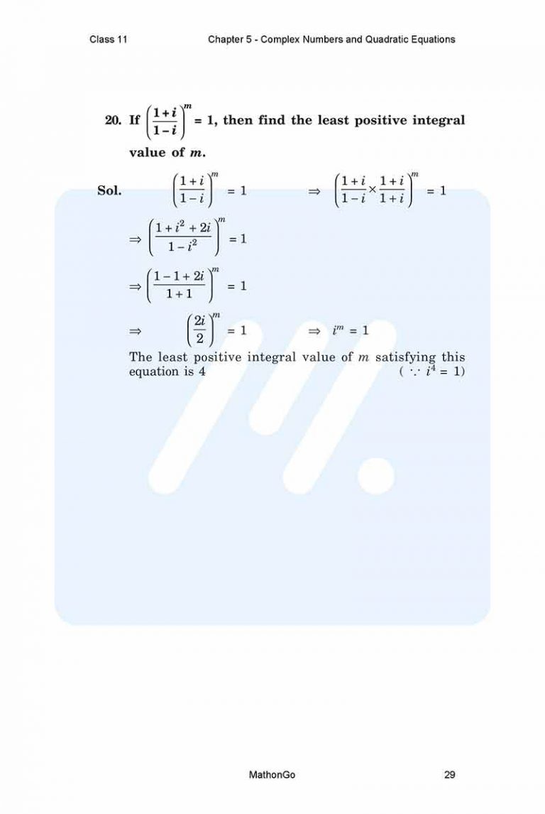 NCERT Solutions for Class 11 Maths Chapter 5 – Complex Numbers and ...