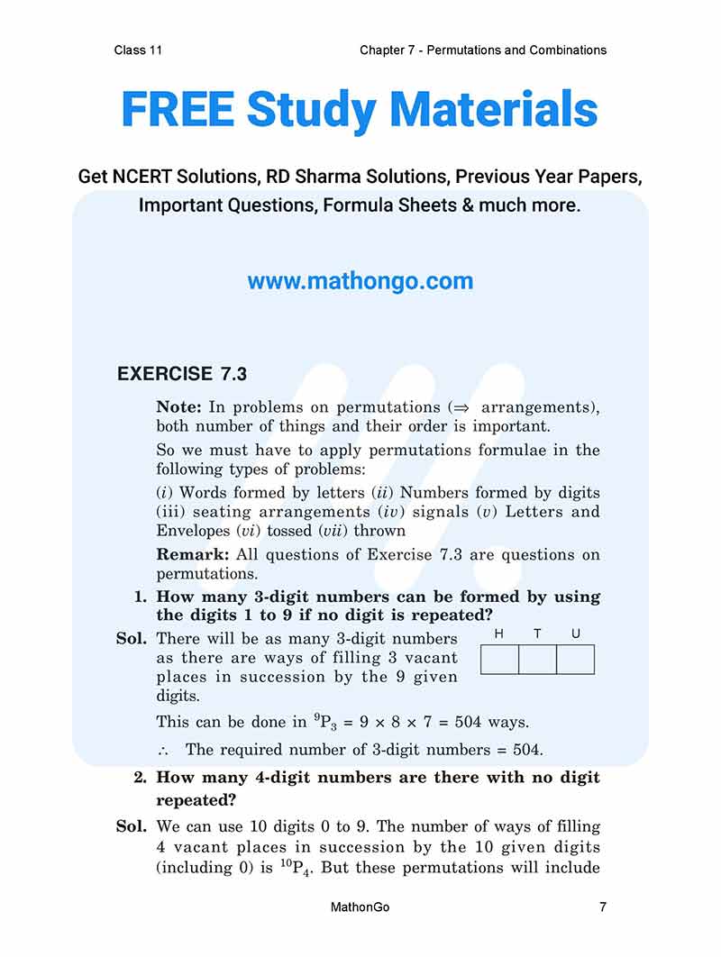 NCERT Solutions For Class 11 Maths Chapter 7 Exercise 7 3 MathonGo NCERT Solutions For Class 11 Maths Chapter 7 Exercise 7 3 MathonGo