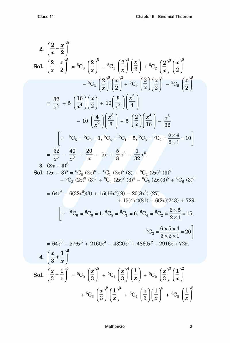NCERT Solutions for Class 11 Maths Chapter 8 – Binomial Theorem – MathonGo