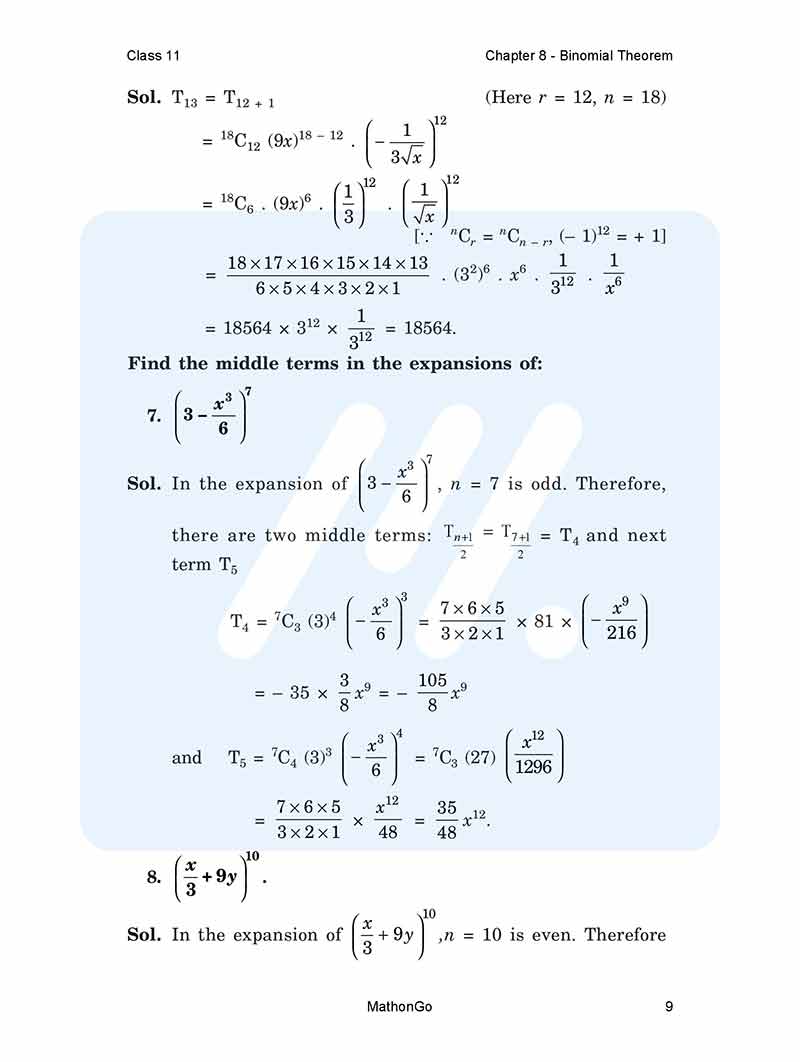 NCERT Solutions for Class 11 Maths Chapter 8 – Binomial Theorem – MathonGo