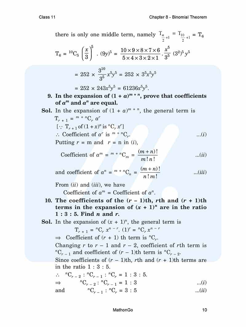 NCERT Solutions for Class 11 Maths Chapter 8 – Binomial Theorem – MathonGo
