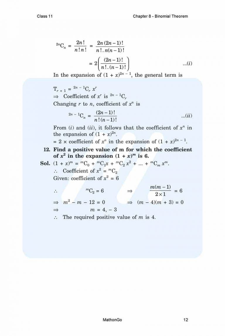 NCERT Solutions for Class 11 Maths Chapter 8 – Binomial Theorem – MathonGo