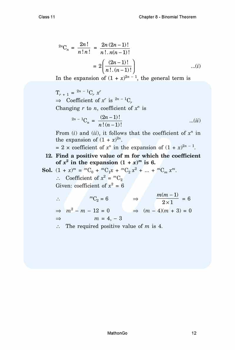 NCERT Solutions for Class 11 Maths Chapter 8 – Binomial Theorem – MathonGo
