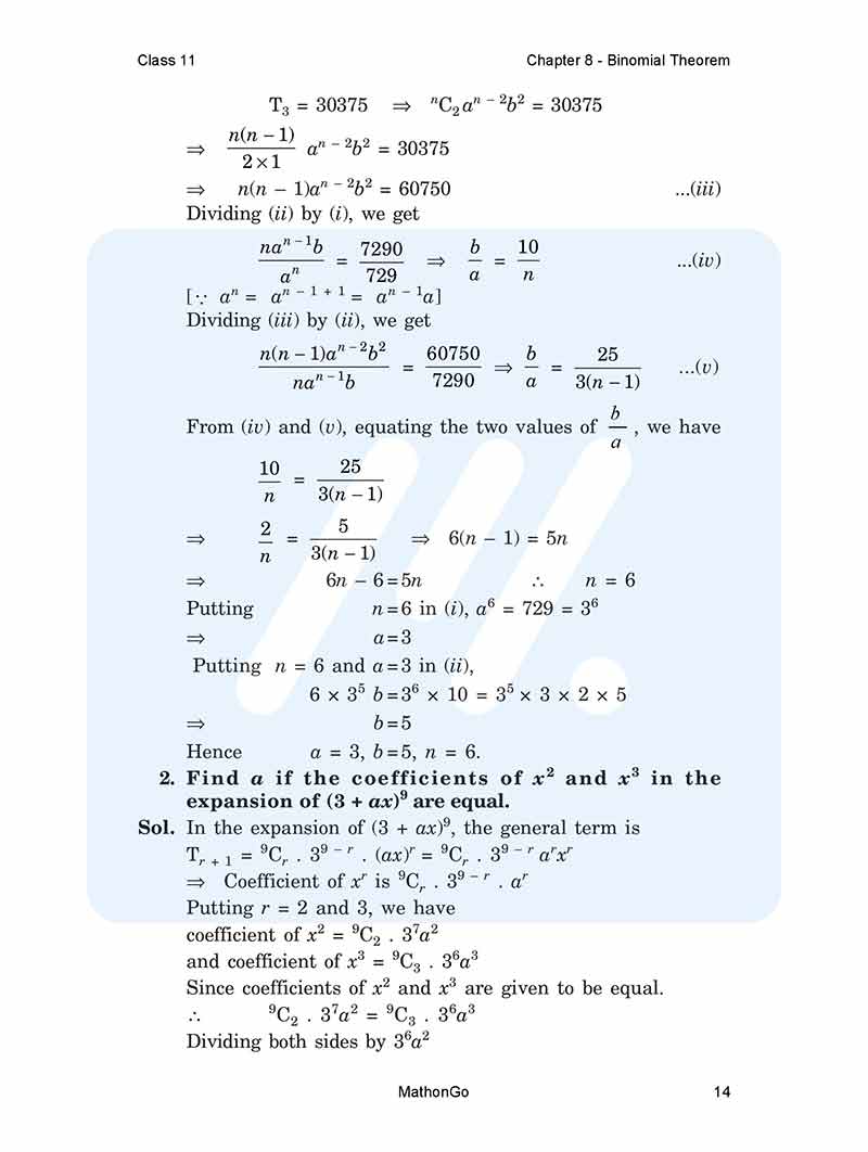 NCERT Solutions for Class 11 Maths Chapter 8 – Binomial Theorem – MathonGo