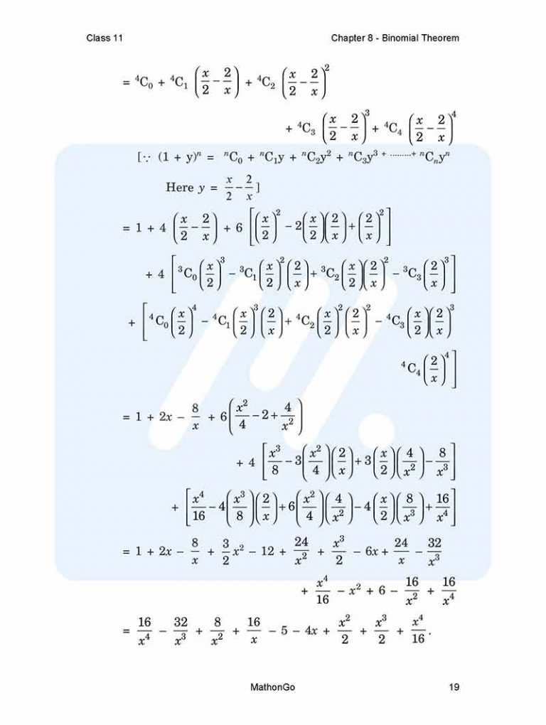 NCERT Solutions for Class 11 Maths Chapter 8 – Binomial Theorem – MathonGo