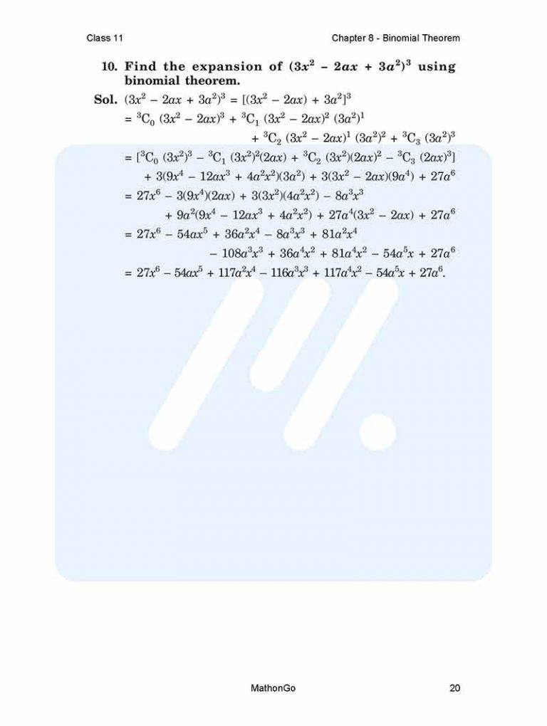 NCERT Solutions for Class 11 Maths Chapter 8 – Binomial Theorem – MathonGo