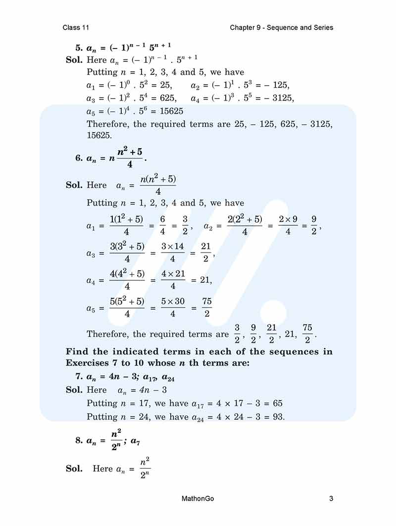 NCERT Solutions for Class 11 Maths Chapter 9 – Sequences and Series ...