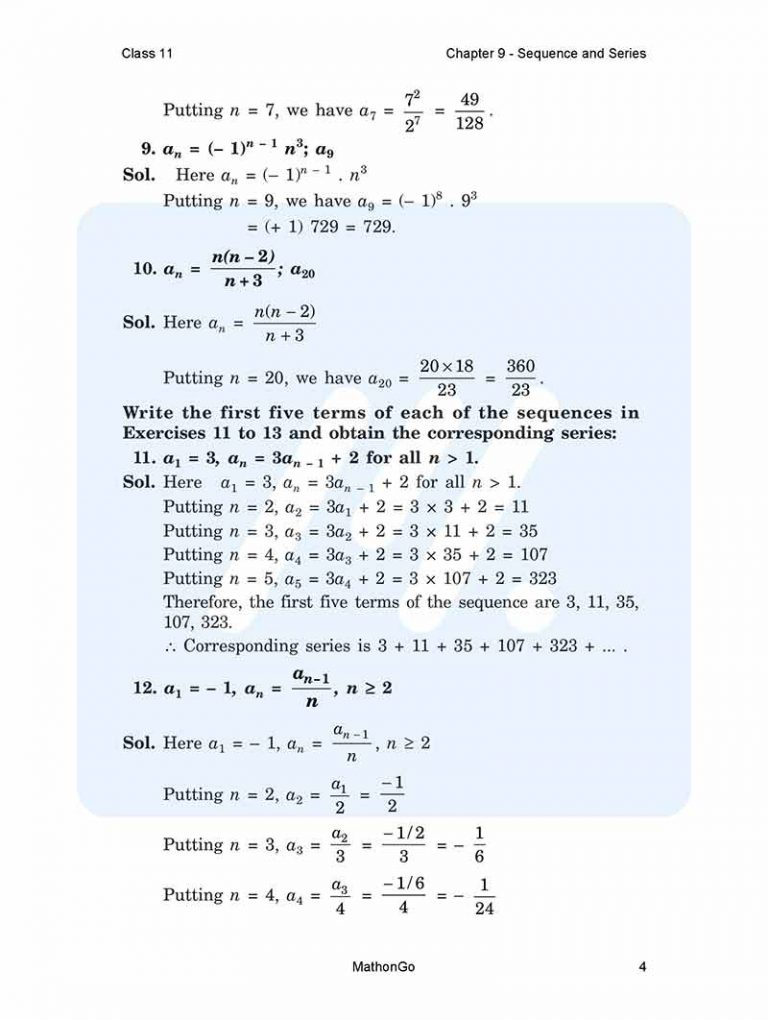 NCERT Solutions for Class 11 Maths Chapter 9 Exercise 9.1 – MathonGo