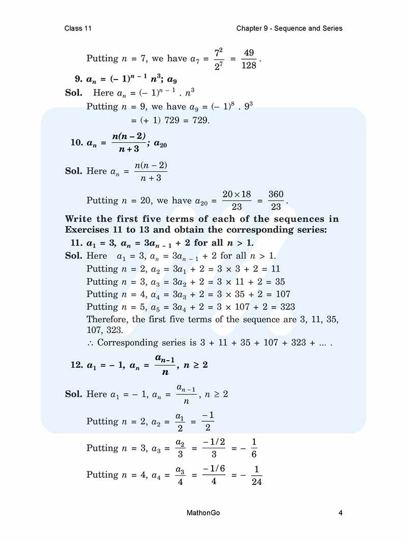 NCERT Solutions for Class 11 Maths Chapter 9 – Sequences and Series ...