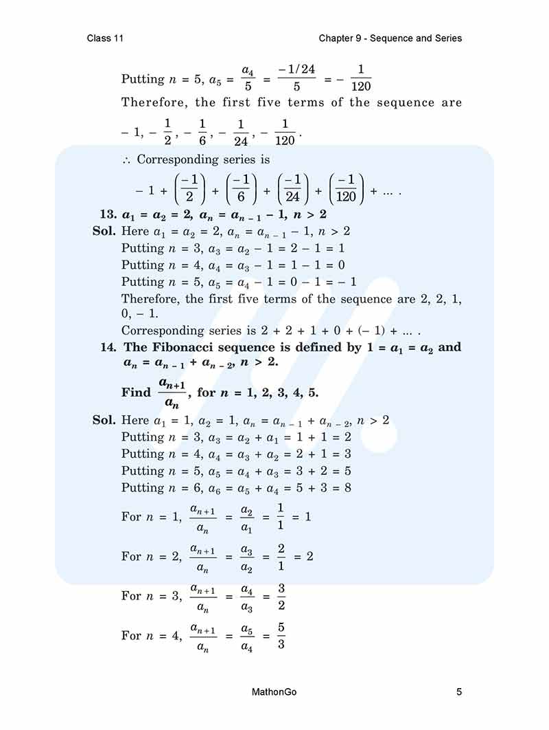 NCERT Solutions for Class 11 Maths Chapter 9 – Sequences and Series ...