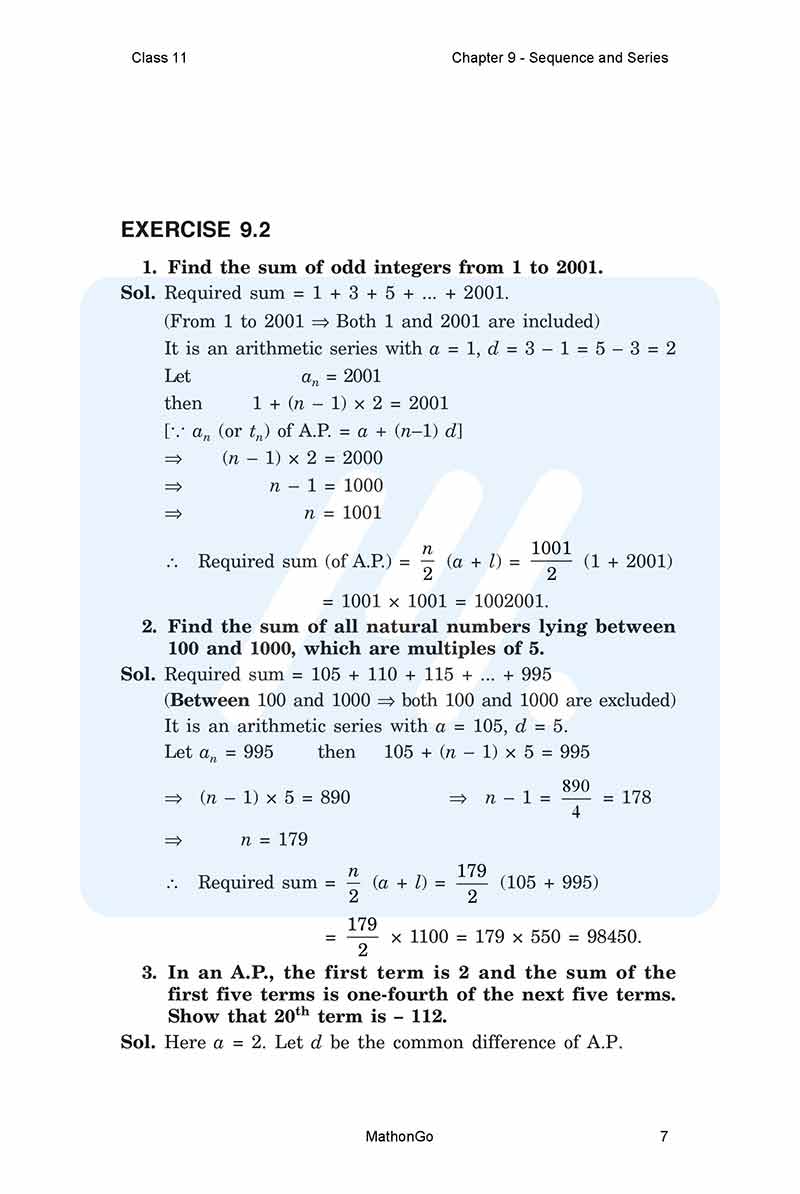 NCERT Solutions for Class 11 Maths Chapter 9 Exercise 9.2 – MathonGo