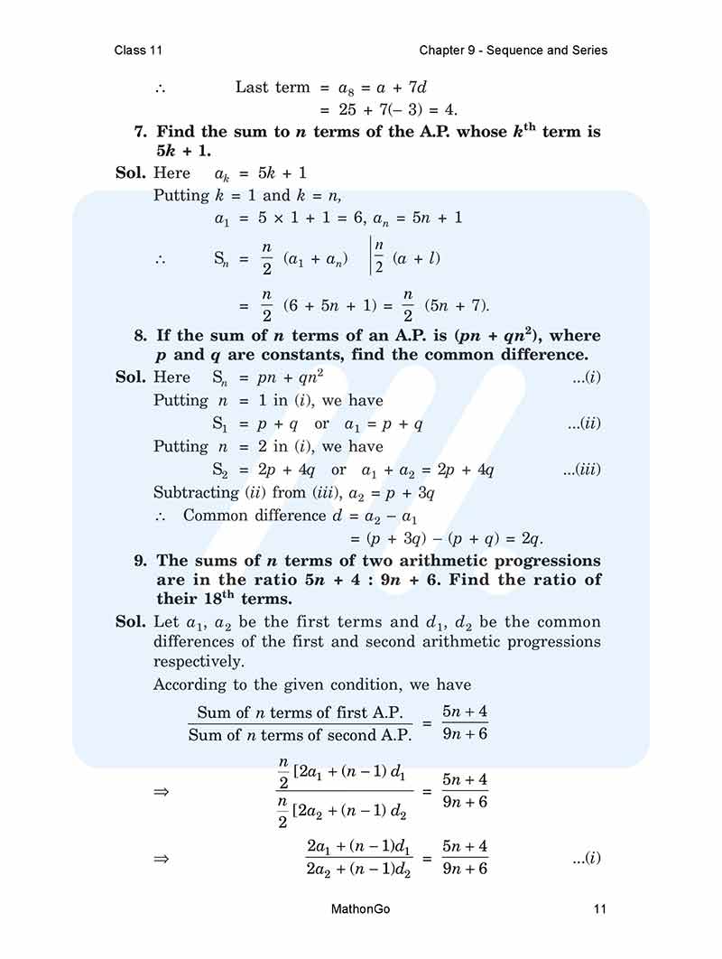 NCERT Solutions for Class 11 Maths Chapter 9 – Sequences and Series ...