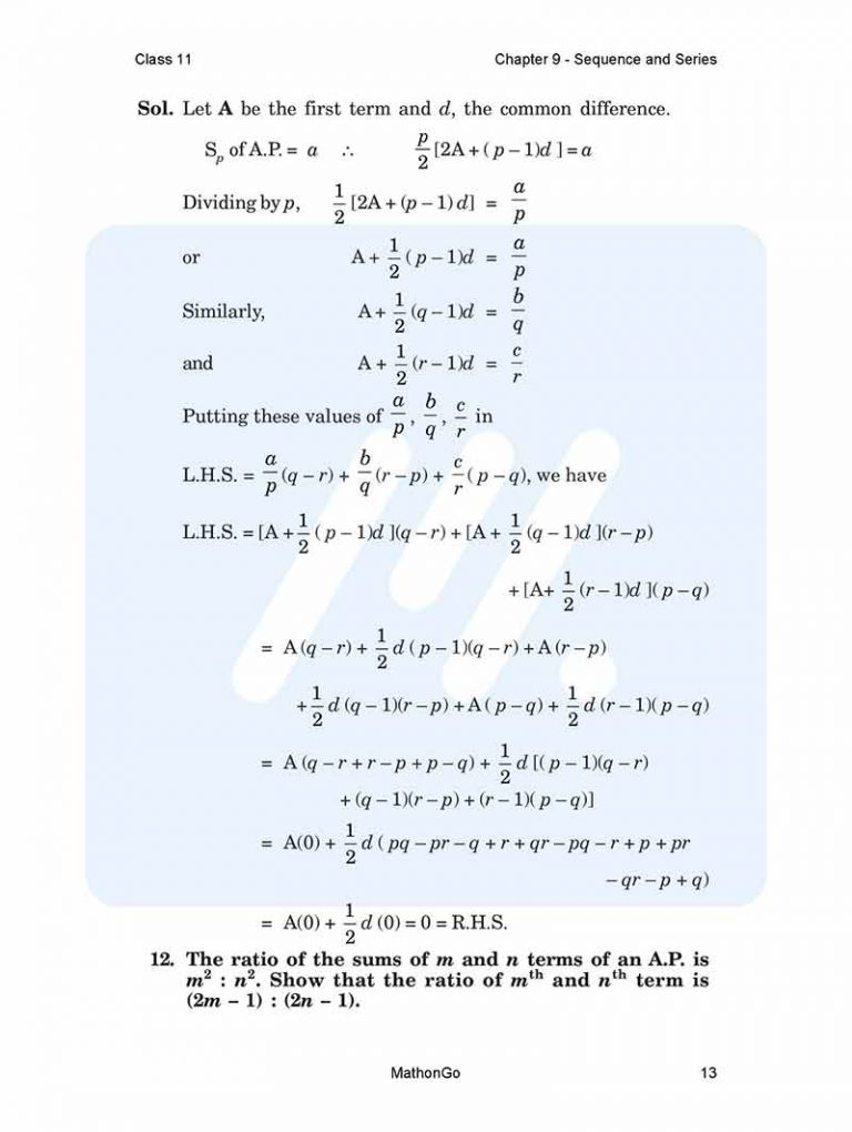 NCERT Solutions for Class 11 Maths Chapter 9 – Sequences and Series ...