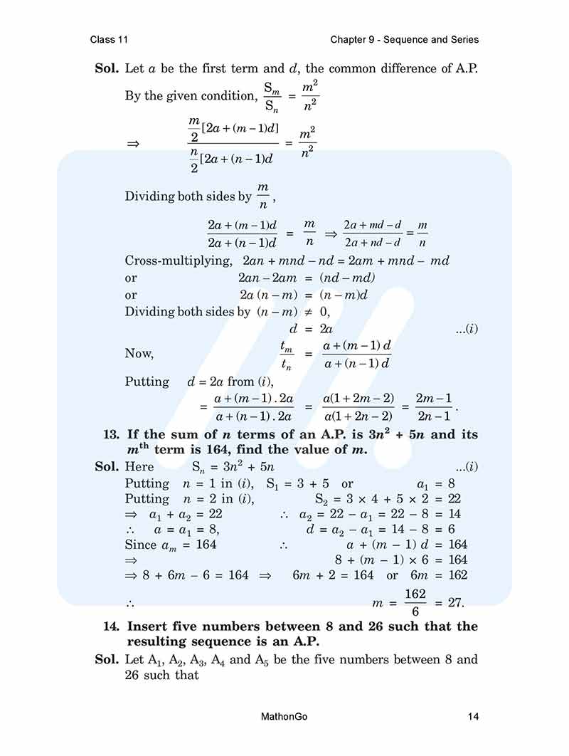 NCERT Solutions for Class 11 Maths Chapter 9 – Sequences and Series ...