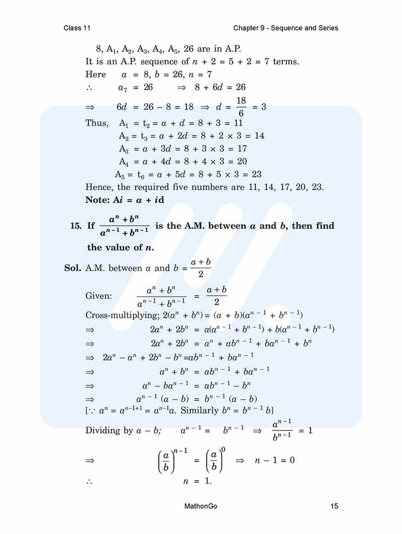 NCERT Solutions for Class 11 Maths Chapter 9 – Sequences and Series ...