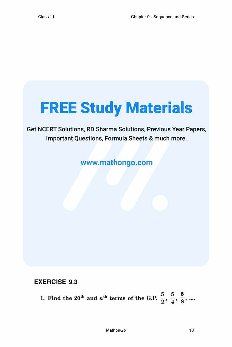 NCERT Solutions for Class 11 Maths Chapter 9 Exercise 9.3 – MathonGo