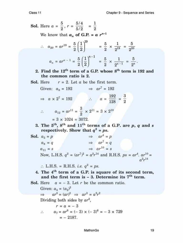 NCERT Solutions for Class 11 Maths Chapter 9 – Sequences and Series ...