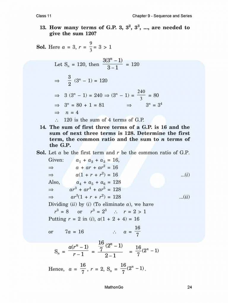 NCERT Solutions for Class 11 Maths Chapter 9 Exercise 9.3 – MathonGo