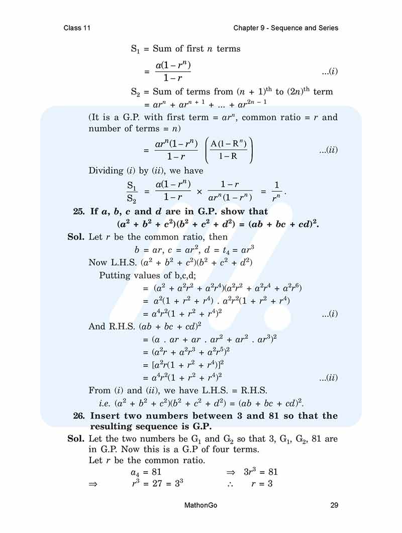 NCERT Solutions for Class 11 Maths Chapter 9 – Sequences and Series ...