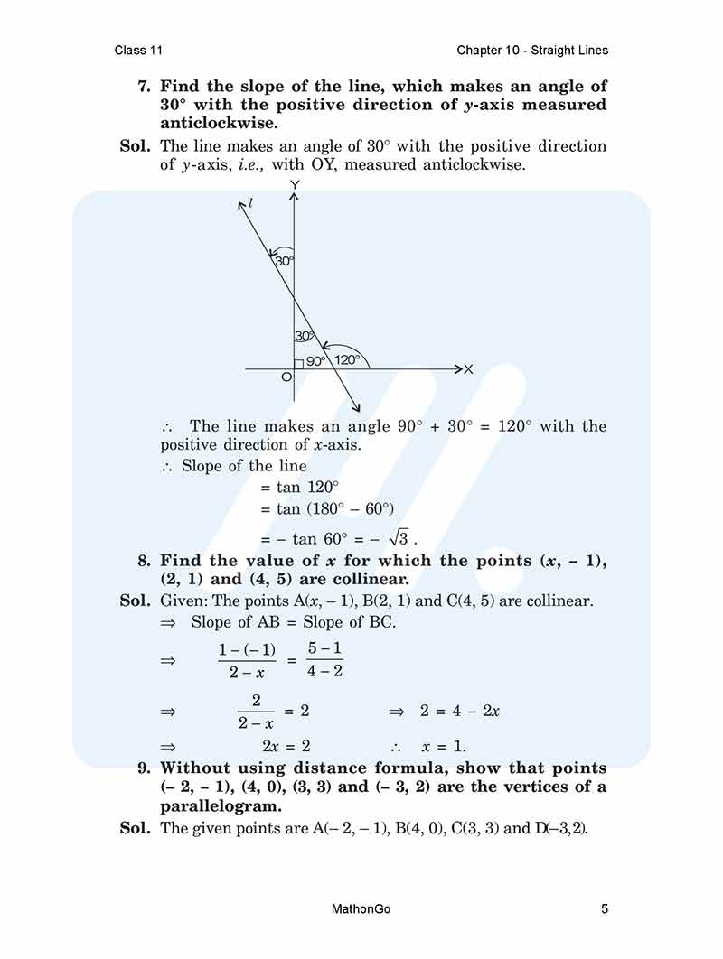 NCERT Solutions for Class 11 Maths Chapter 10 – Straight Lines – MathonGo