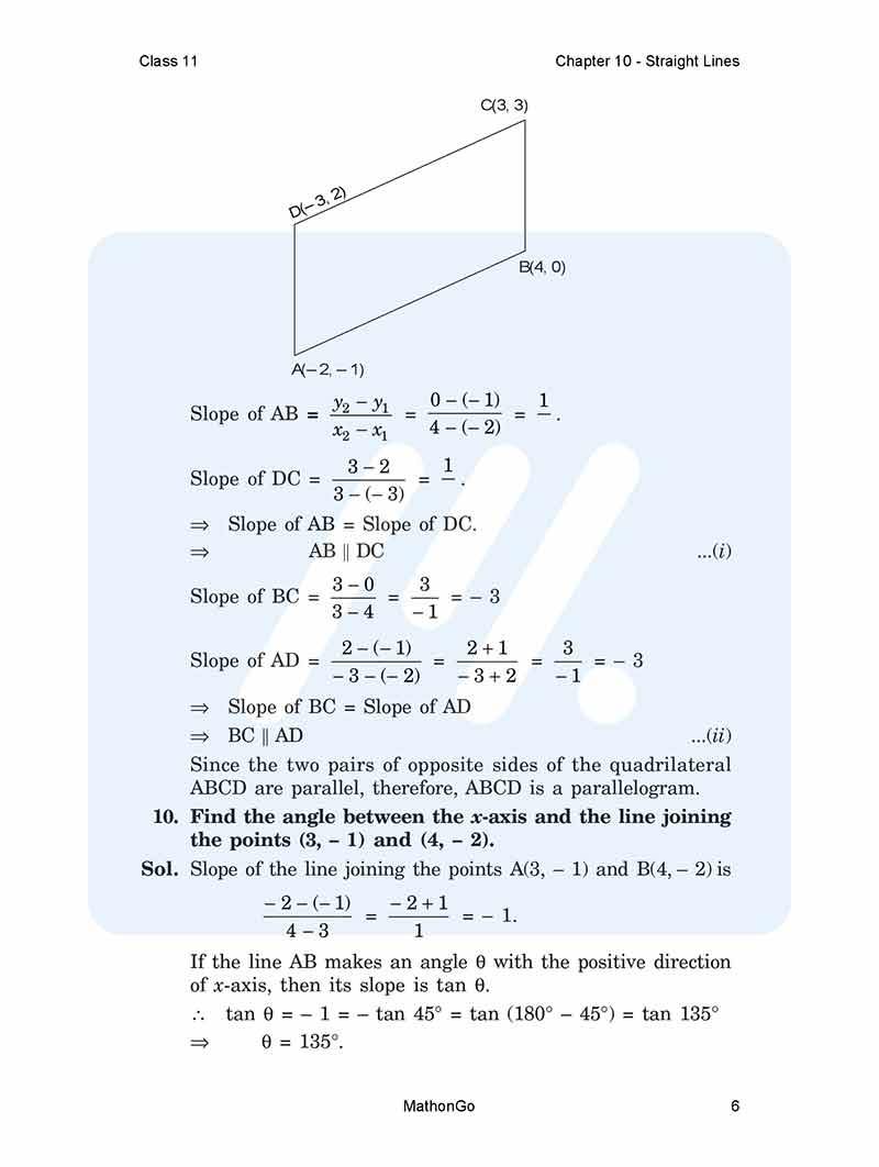 NCERT Solutions for Class 11 Maths Chapter 10 – Straight Lines – MathonGo