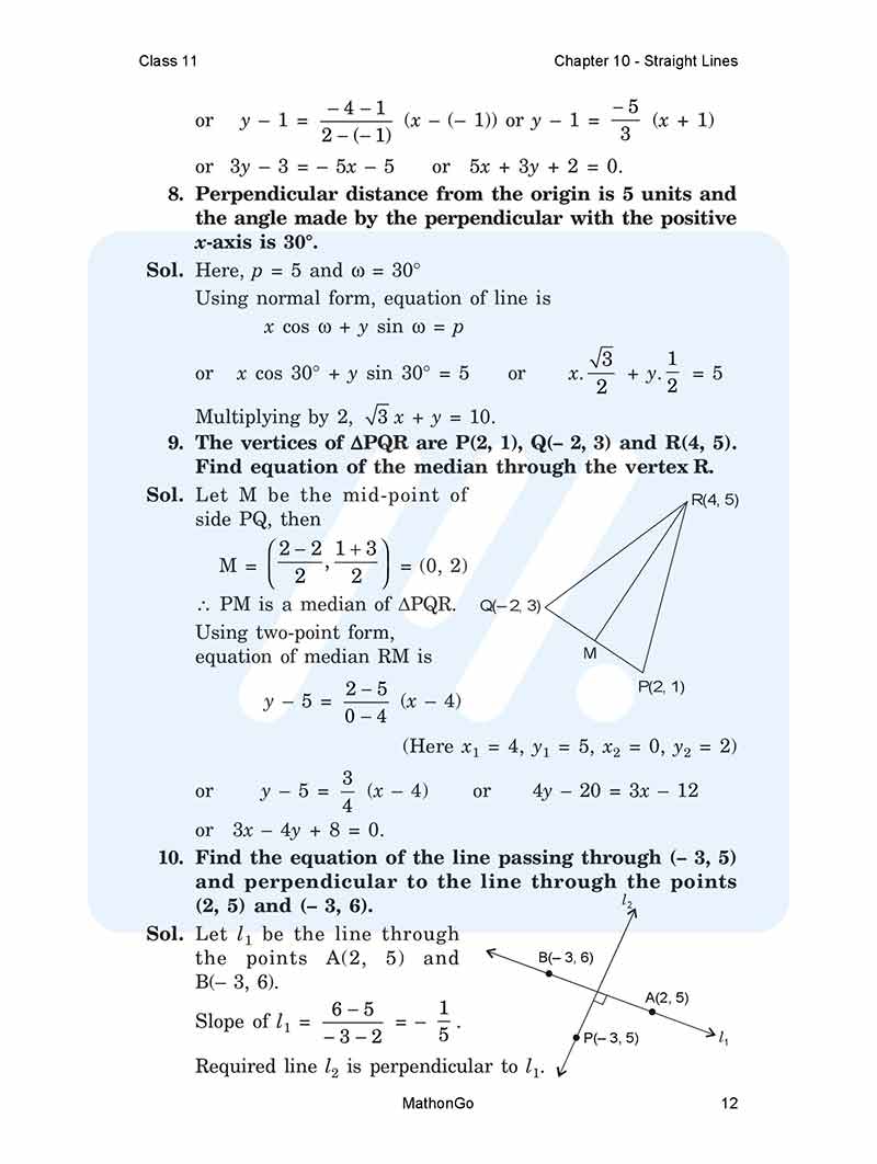NCERT Solutions for Class 11 Maths Chapter 10 – Straight Lines – MathonGo