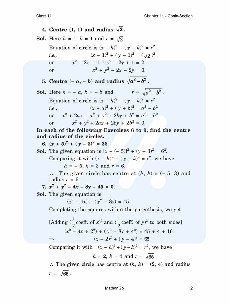 NCERT Solutions for Class 11 Maths Chapter 11 – Conic Sections – MathonGo