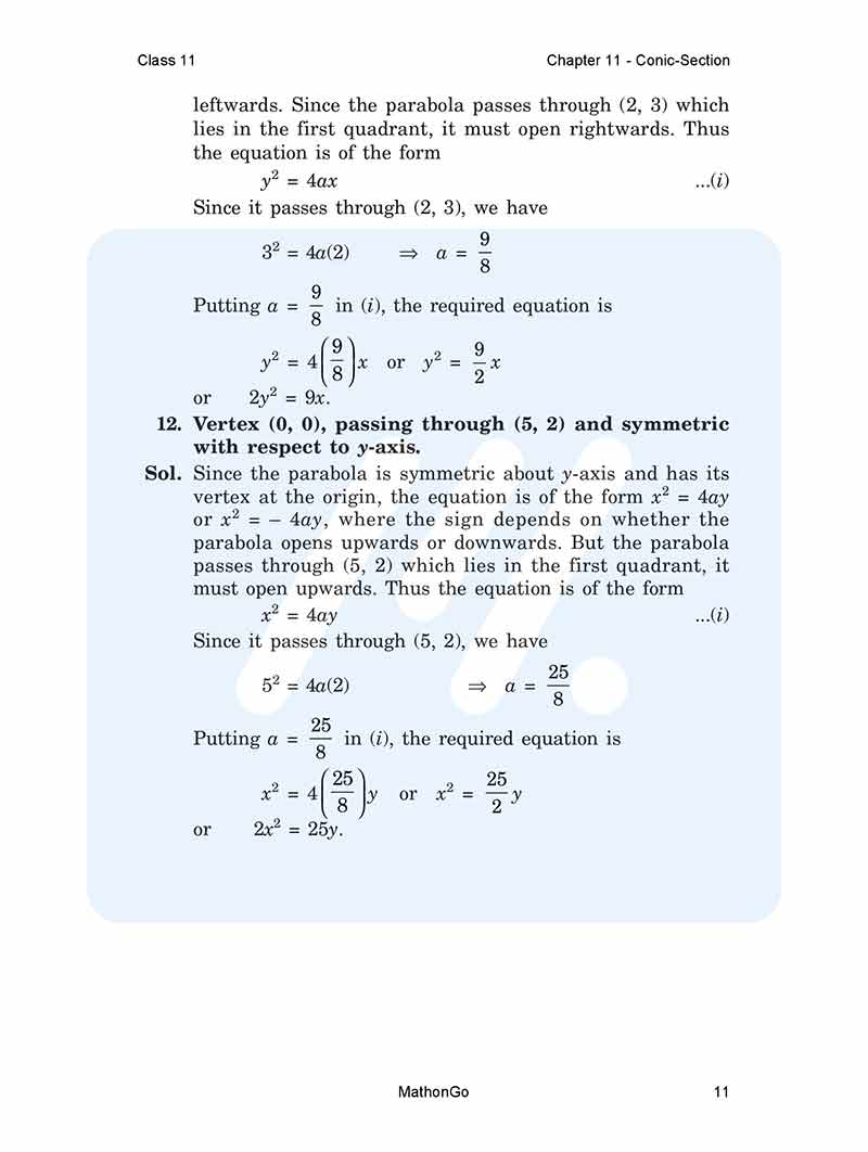 NCERT Solutions for Class 11 Maths Chapter 11 – Conic Sections – MathonGo