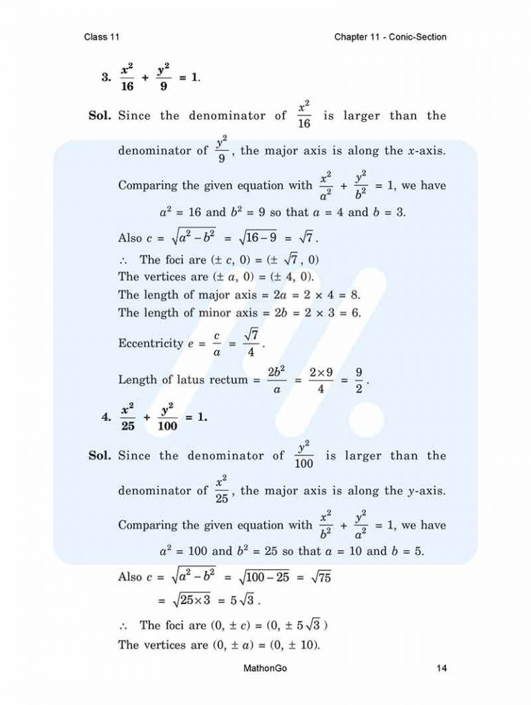 NCERT Solutions for Class 11 Maths Chapter 11 – Conic Sections – MathonGo