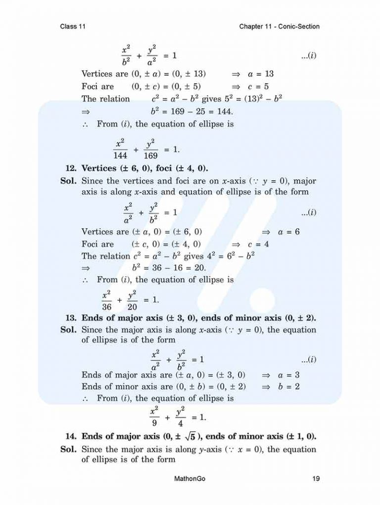 NCERT Solutions for Class 11 Maths Chapter 11 – Conic Sections – MathonGo