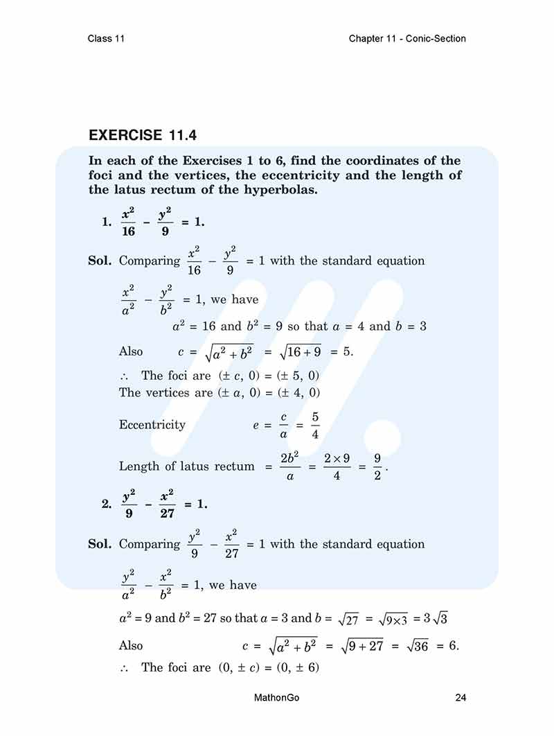 NCERT Solutions for Class 11 Maths Chapter 11 – Conic Sections – MathonGo