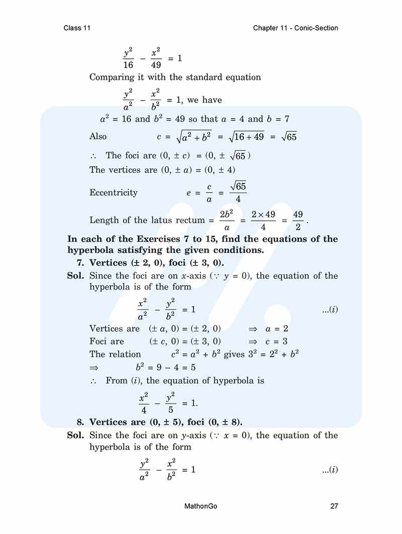 NCERT Solutions for Class 11 Maths Chapter 11 – Conic Sections – MathonGo