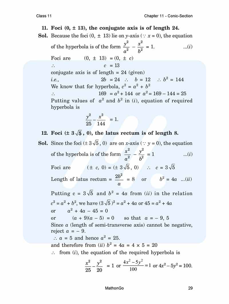 NCERT Solutions for Class 11 Maths Chapter 11 – Conic Sections – MathonGo