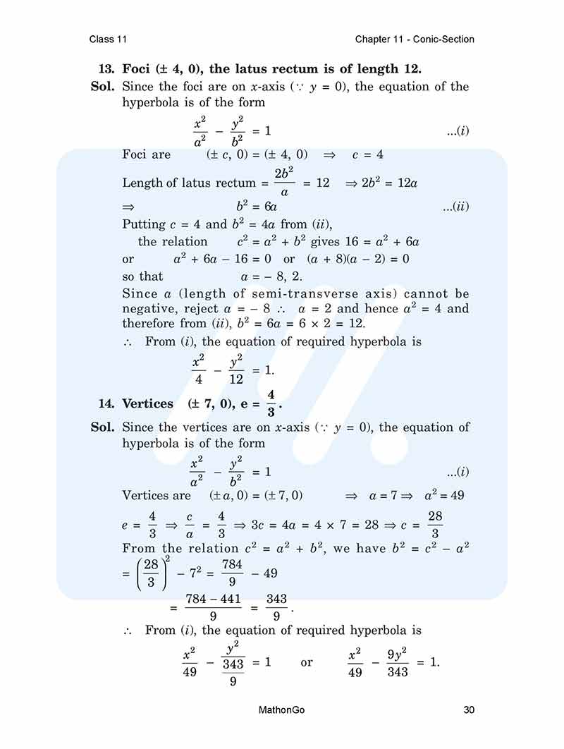 NCERT Solutions for Class 11 Maths Chapter 11 – Conic Sections – MathonGo