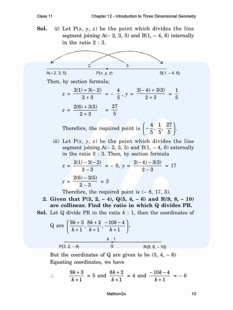 NCERT Solutions for Class 11 Maths Chapter 12 – Introduction to Three Dimensional Geometry ...