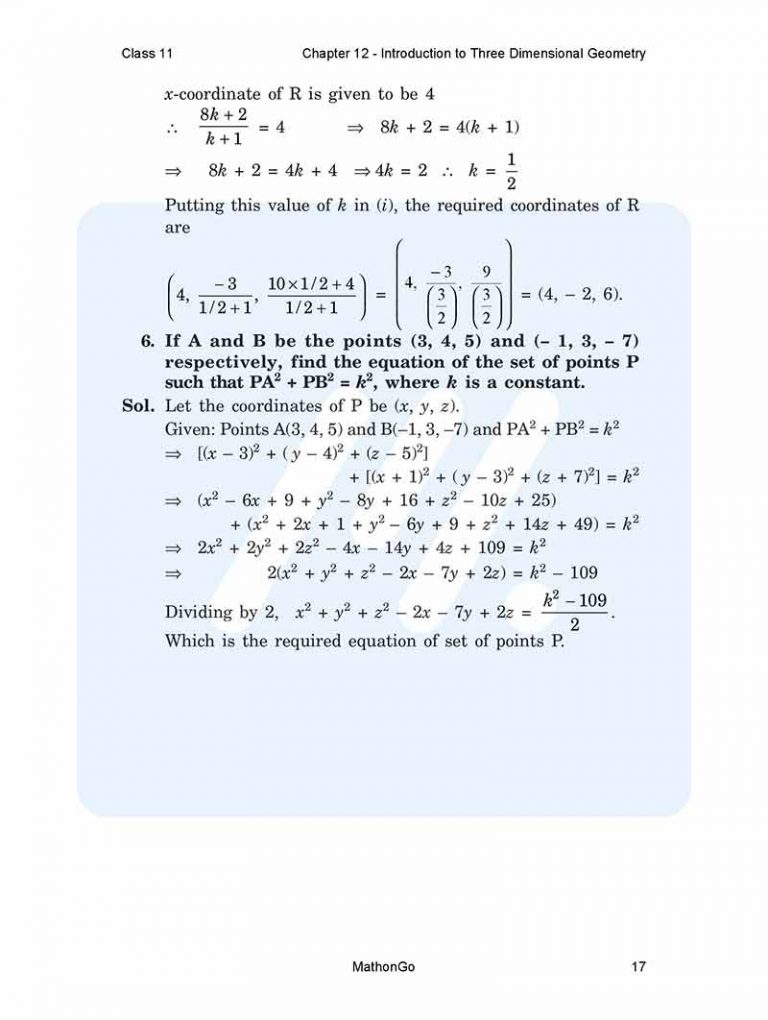 NCERT Solutions for Class 11 Maths Chapter 12 – Introduction to Three ...