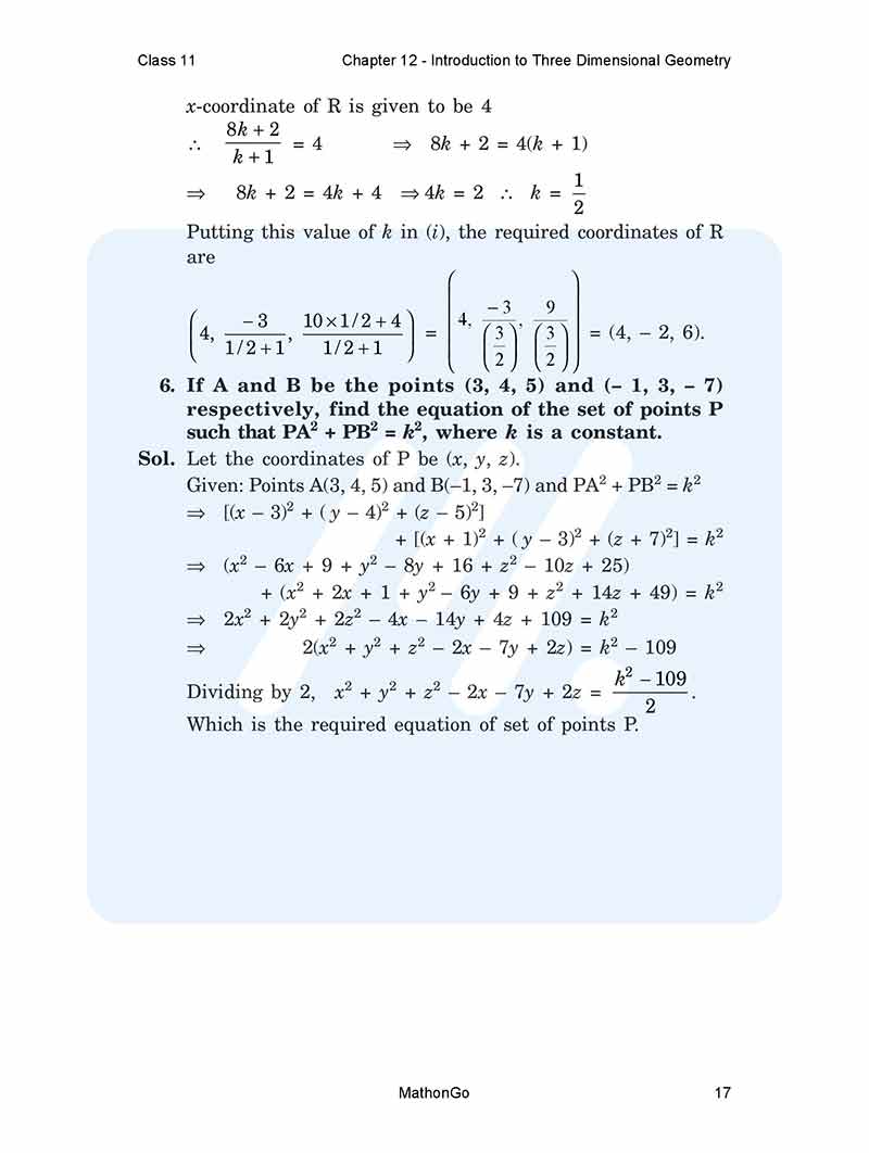 NCERT Solutions for Class 11 Maths Chapter 12 – Introduction to Three Dimensional Geometry ...
