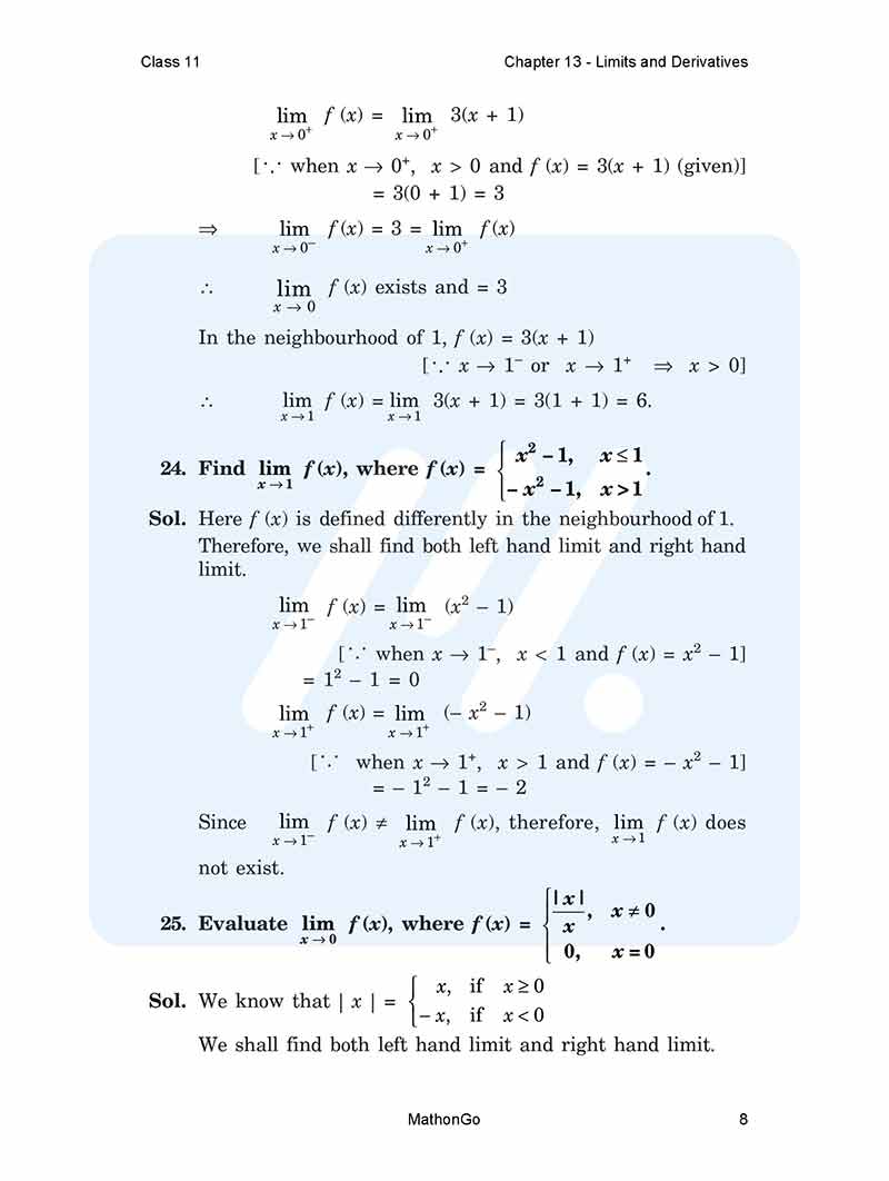 NCERT Solutions for Class 11 Maths Chapter 13 – Limits and Derivatives ...