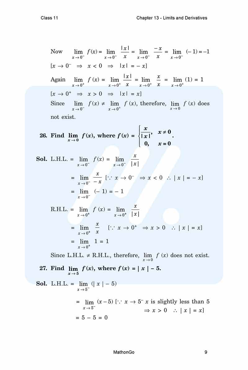 NCERT Solutions for Class 11 Maths Chapter 13 – Limits and Derivatives – MathonGo