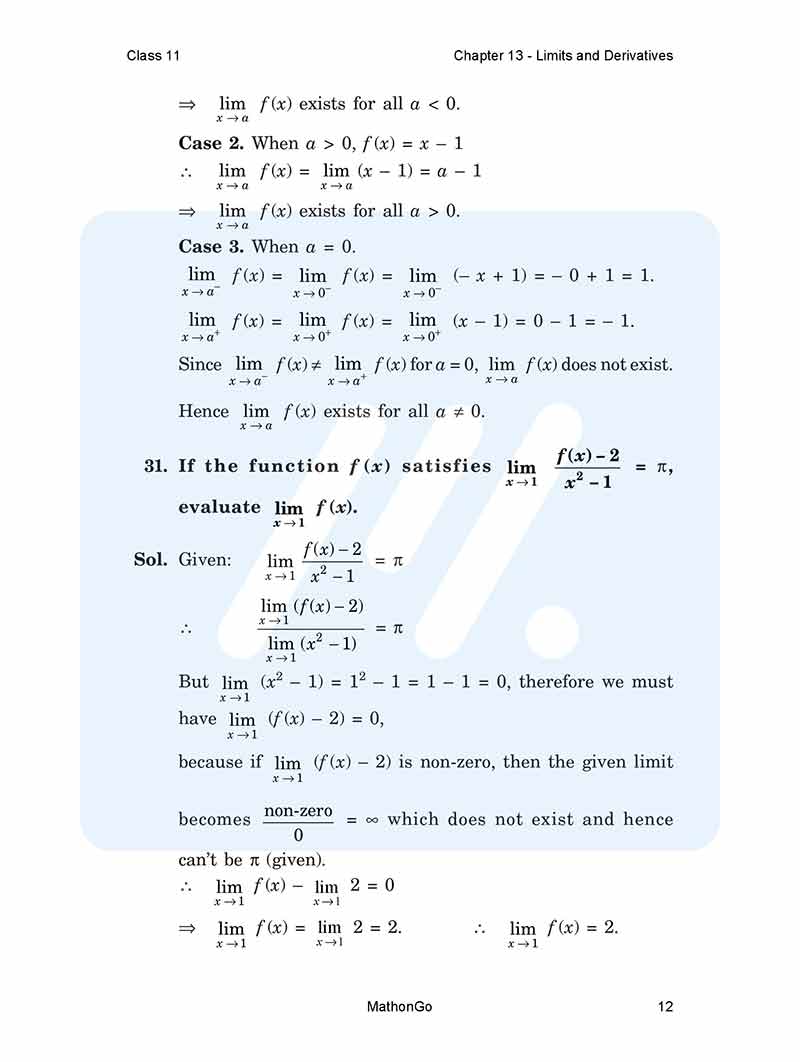 NCERT Solutions for Class 11 Maths Chapter 13 – Limits and Derivatives – MathonGo