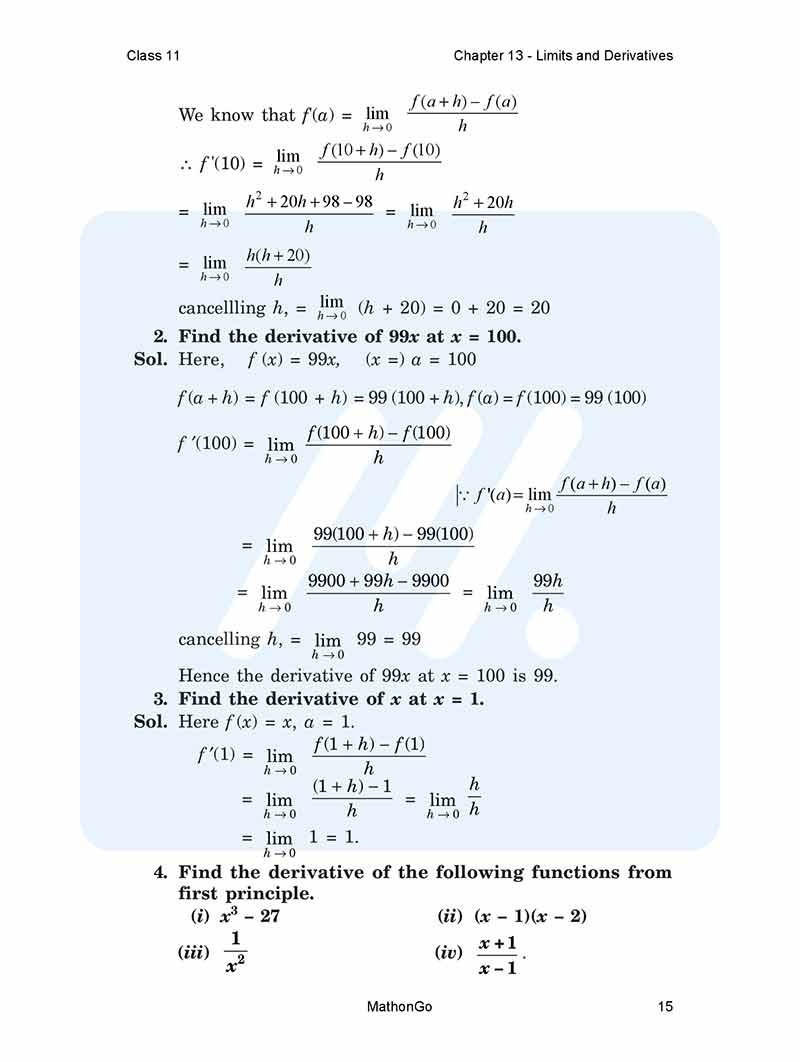 NCERT Solutions for Class 11 Maths Chapter 13 Exercise 13.2 – MathonGo