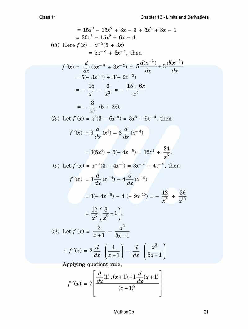 NCERT Solutions for Class 11 Maths Chapter 13 – Limits and Derivatives – MathonGo