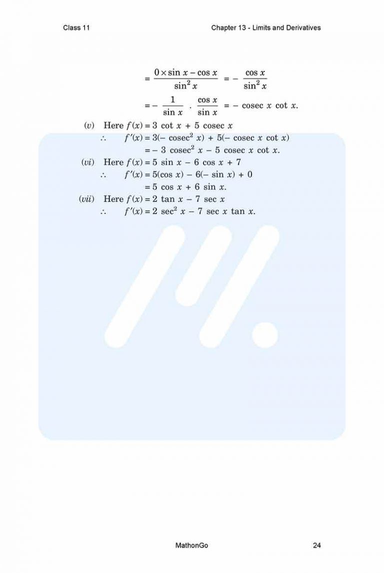 NCERT Solutions for Class 11 Maths Chapter 13 – Limits and Derivatives ...